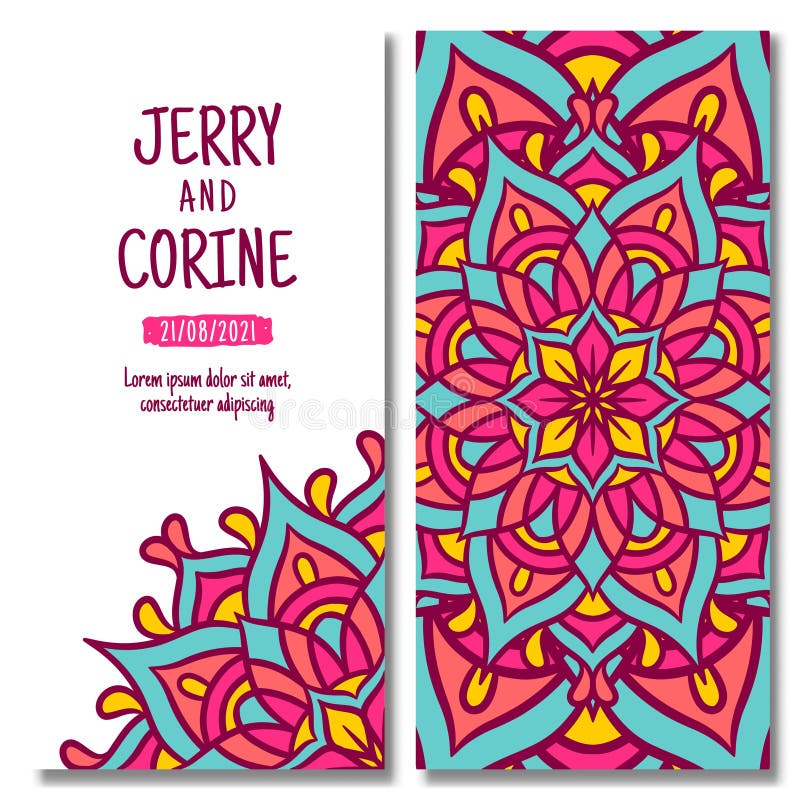 Vintage Wedding Invitation Card with Mandala Design Stock Vector ...