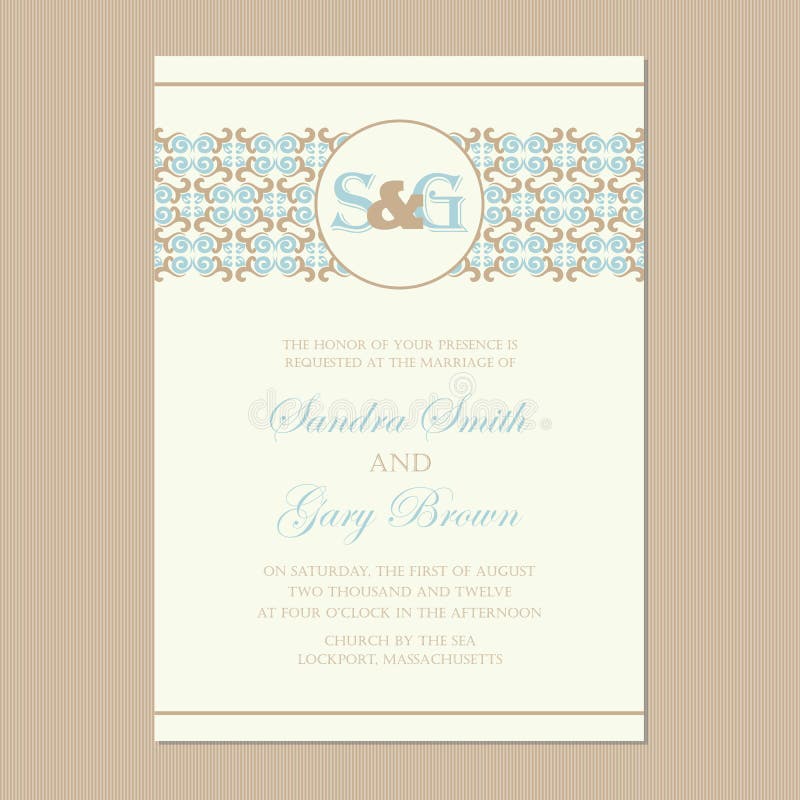 Vintage Wedding Invitation Card Stock Vector - Illustration of ...