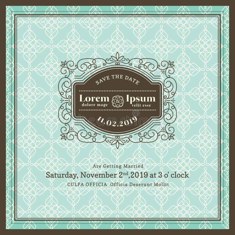 Vintage Wedding Invitation Frame Template Stock Vector - Illustration ...