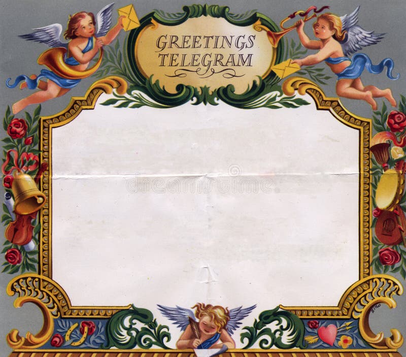Vintage Wedding Telegram Frame Stock Image - Image of copy, bells ...
