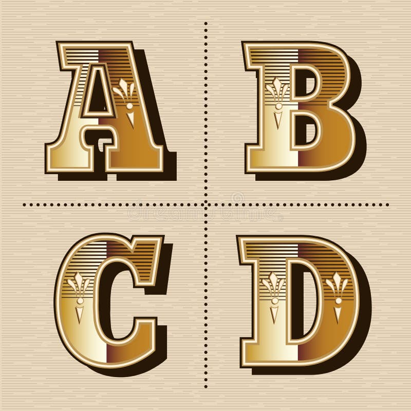Vintage Western Alphabet Letters Font Design Vector Illustration Stock ...