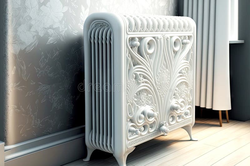 Vintage White Heating Radiator with Beaful Pattern Stock Illustration ...