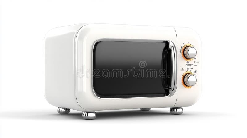 Vintage White Microwave with Retro Design and Knobs Stock Illustration ...