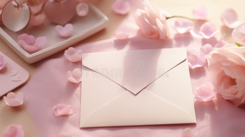 Vintage White Open White Envelope with a Heart on the Table. Romantic ...