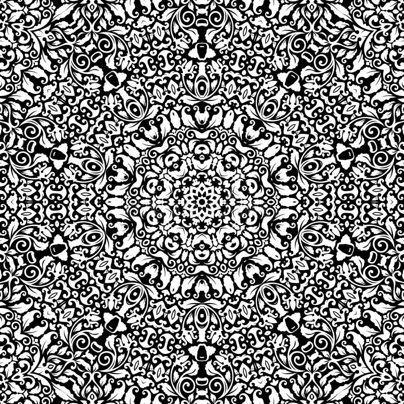 Vintage White Pattern on a Black Background Stock Illustration ...