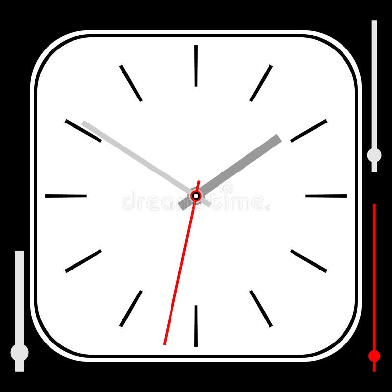 Vintage White Rounded Square Watch Dial with Arrows. Stock Vector ...