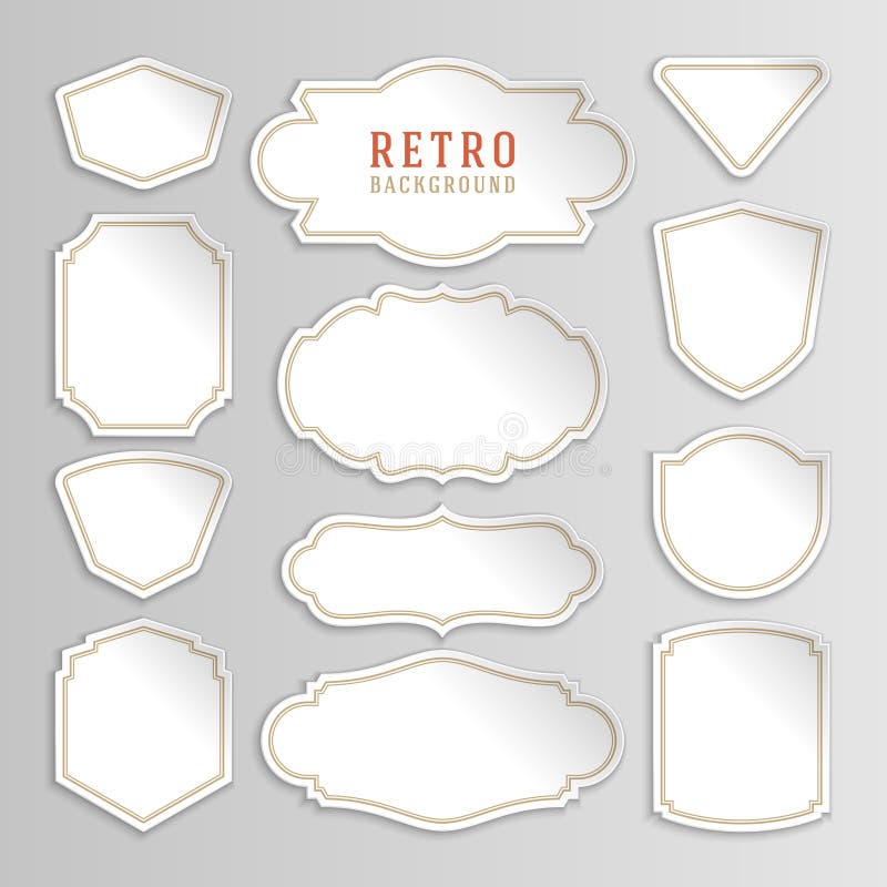 Vintage White Vector Stickers and Labels Set with Frames Stock Vector ...