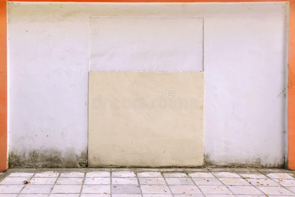 Vintage White Wall with Coral Color Frame Stock Photo - Image of corral ...