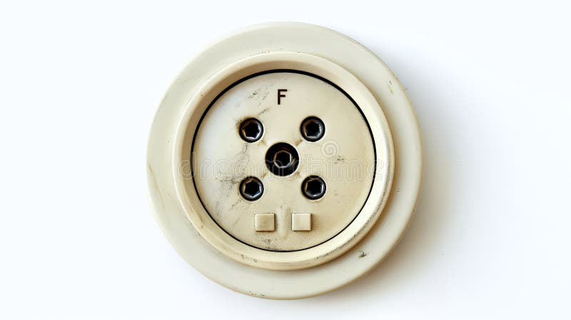 Vintage White Wall Socket with Multiple Connector Holes on a White ...