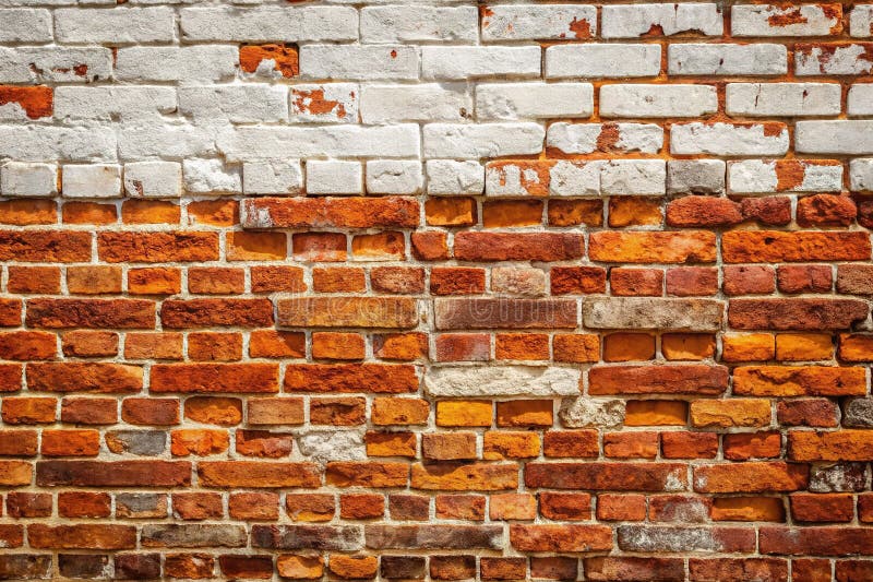 Vintage Whitewashed Red Brick Wall Background a Horizontal Photo ...