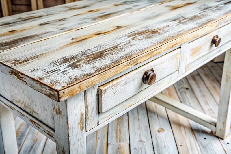 Vintage Whitewashed Wooden Desk Surface a Weathered Horizontal Texture ...