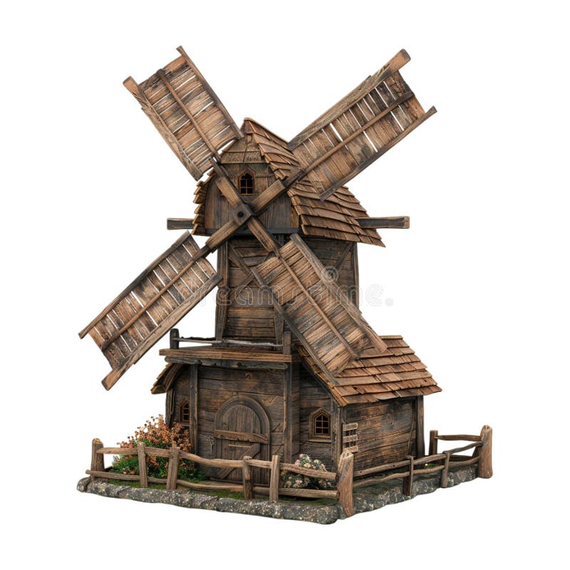 Vintage Wind Mill on Transparent Background - Ai Generated Stock ...