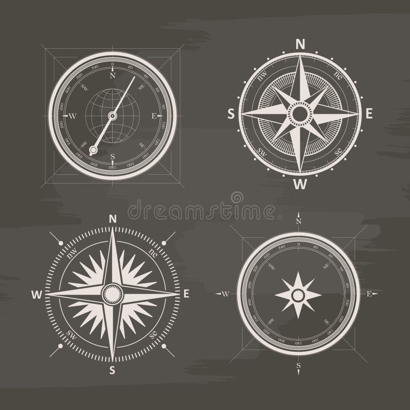 Vintage wind rose compass stock illustration. Illustration of retro ...