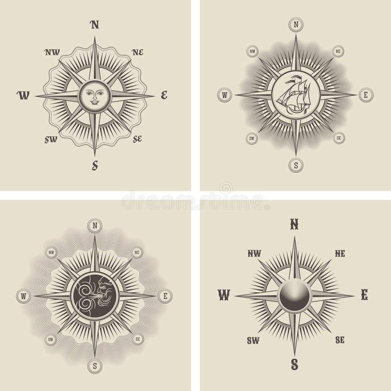 Vintage Wind Rose Design Vector Illustration Stock Vector ...