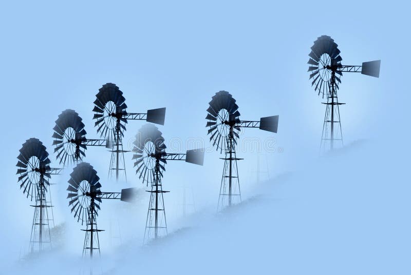 Vintage Wind Wheels in Africa Stock Photo - Image of desert, mill ...