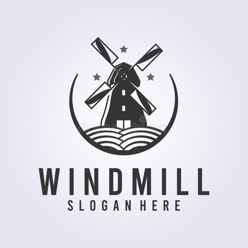 Vintage Windmill Logo Design, Classic Windmill Vector Logo Illustration ...