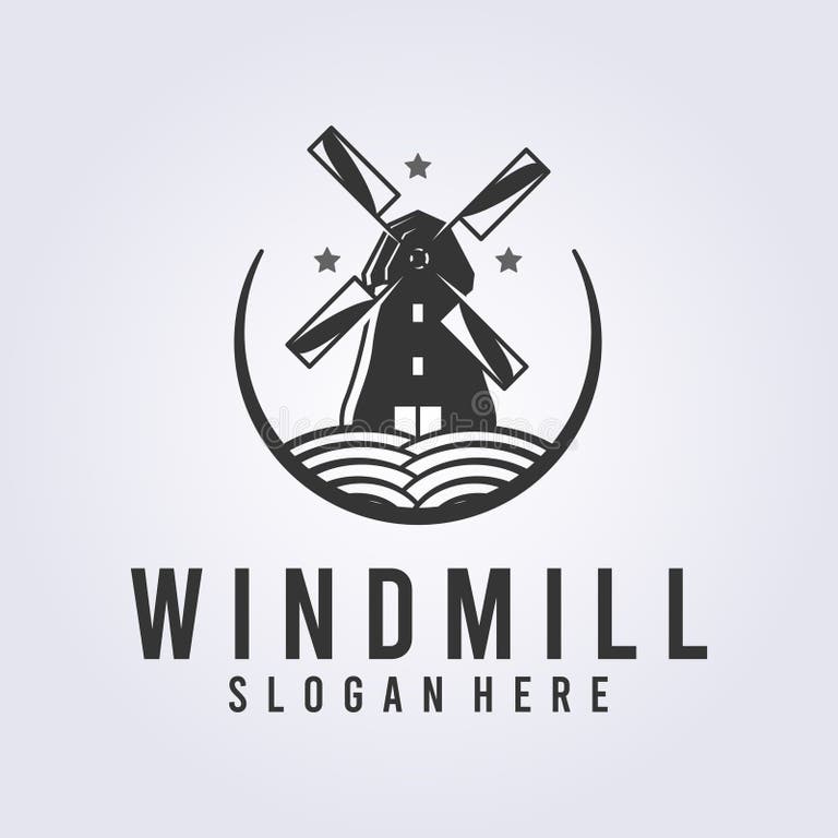 Vintage Windmill Logo Design, Classic Windmill Vector Logo Illustration ...
