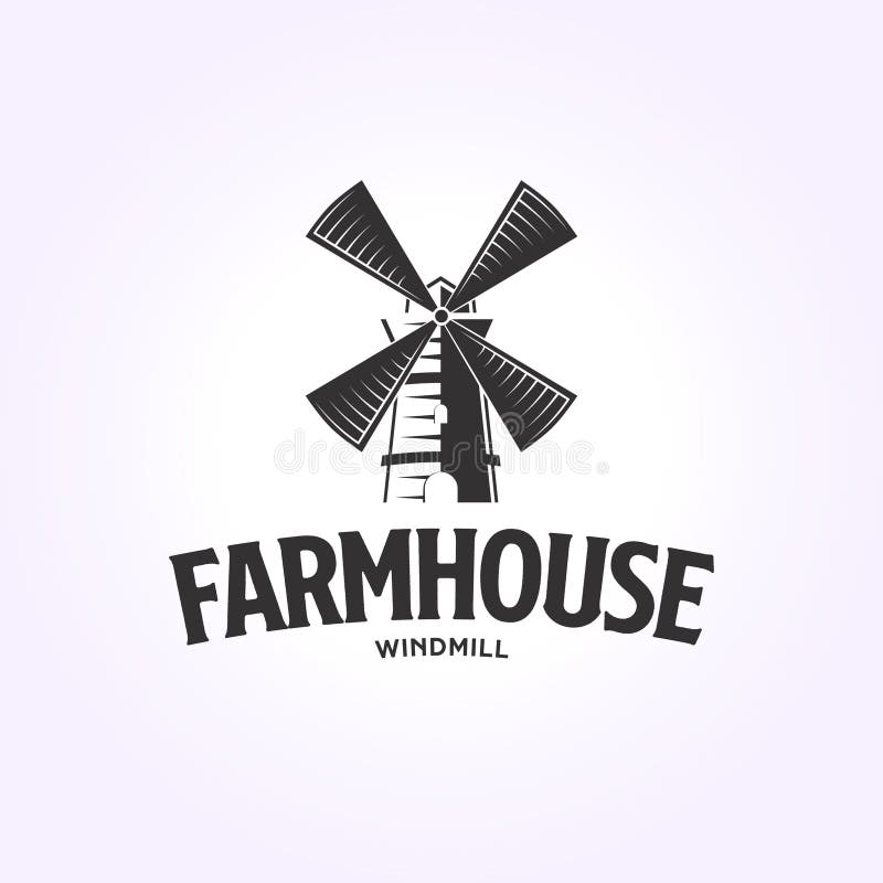 Vintage Windmill Logo Template, Factory Design Icon Illustration Vector ...