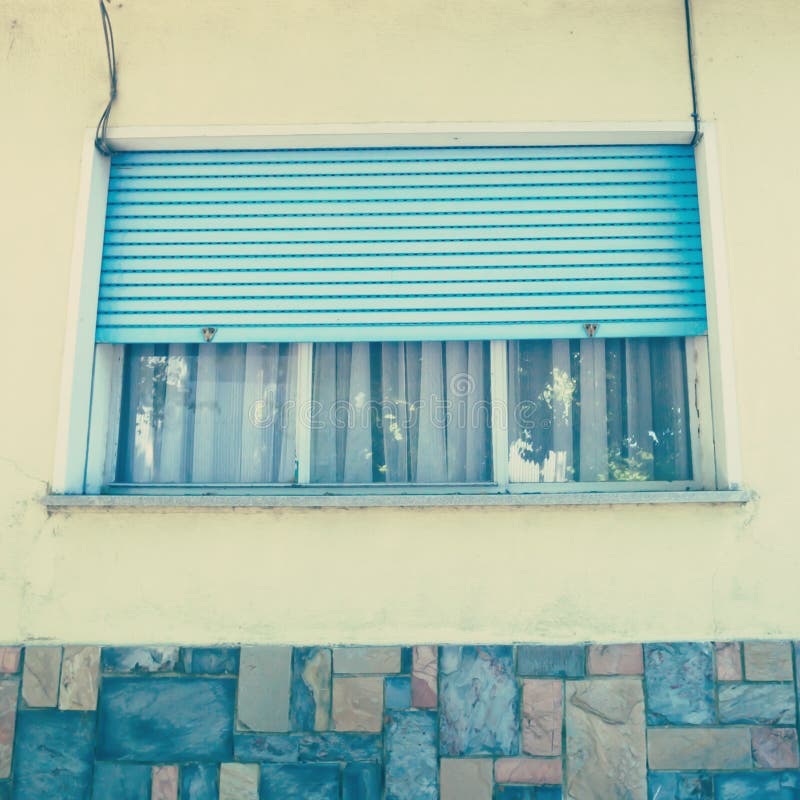 Vintage Window with Metallic Shade Stock Image - Image of abstract ...