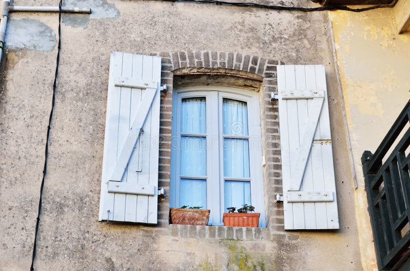 Vintage Window with Open Shutters Stock Image - Image of open, basque ...