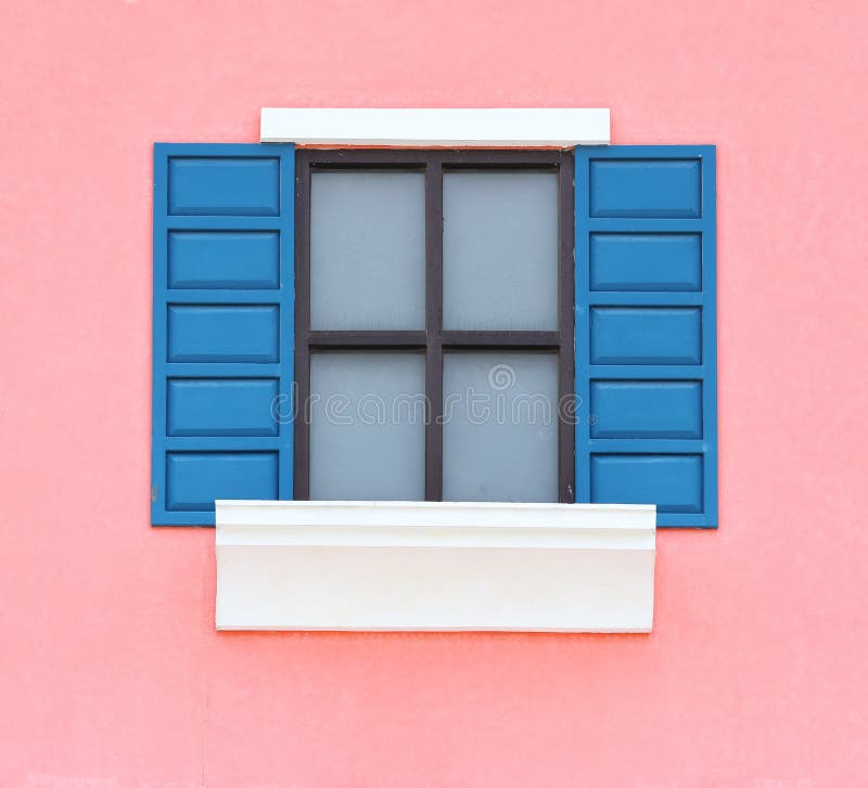 Vintage Window with Wall Background Stock Photo - Image of cyan, greece ...