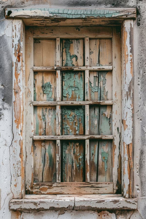 A Vintage Window with Worn Paint, Suitable for Architectural or ...