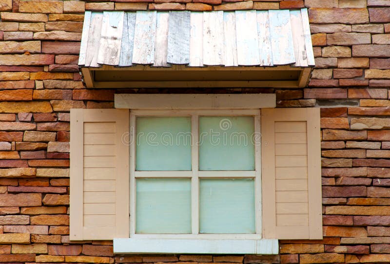 Vintage Windows on Brick Wall Stock Image - Image of colorful, country ...