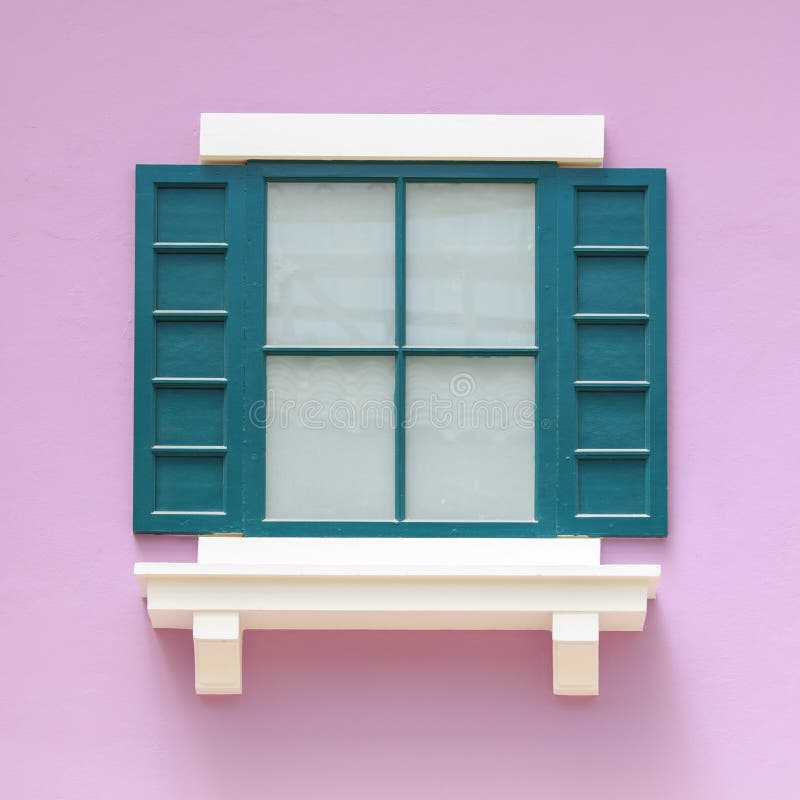 Vintage Windows on the Pink Wall Stock Photo - Image of colorful, white ...