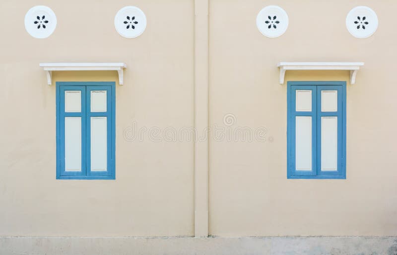 Vintage Windows on the Wall Stock Image - Image of colorful, vintage ...