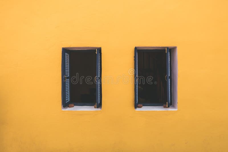 Vintage Windows on the Wall Stock Image - Image of bamboo, colorful ...