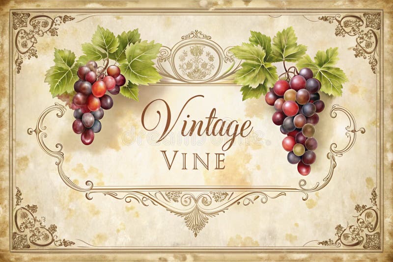 Vintage Wine Border Design with Copy-Space Stock Illustration ...