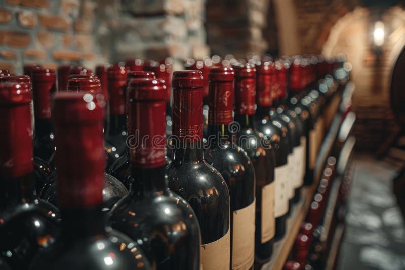 Vintage Wine Bottles in Wine Cellar Stock Photo - Image of alcoholic ...