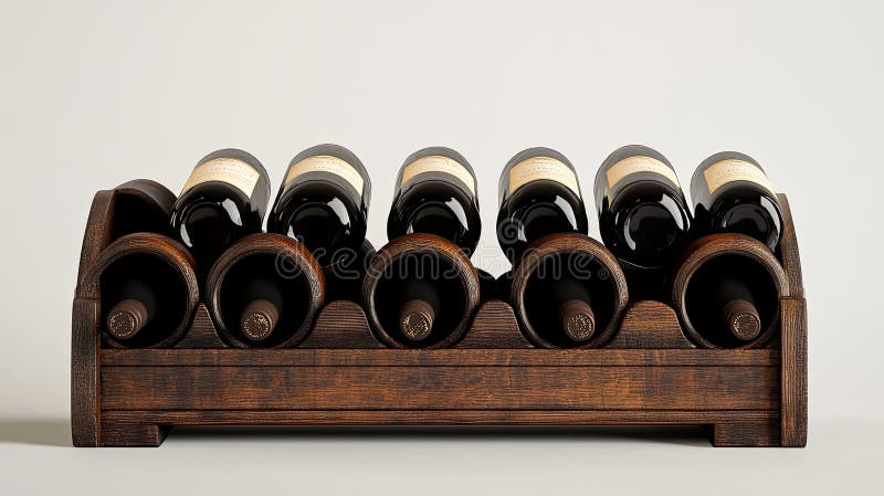 Vintage Wine Bottles on Wooden Wine Rack. Stock Photo - Image of drink, collection: 381197276