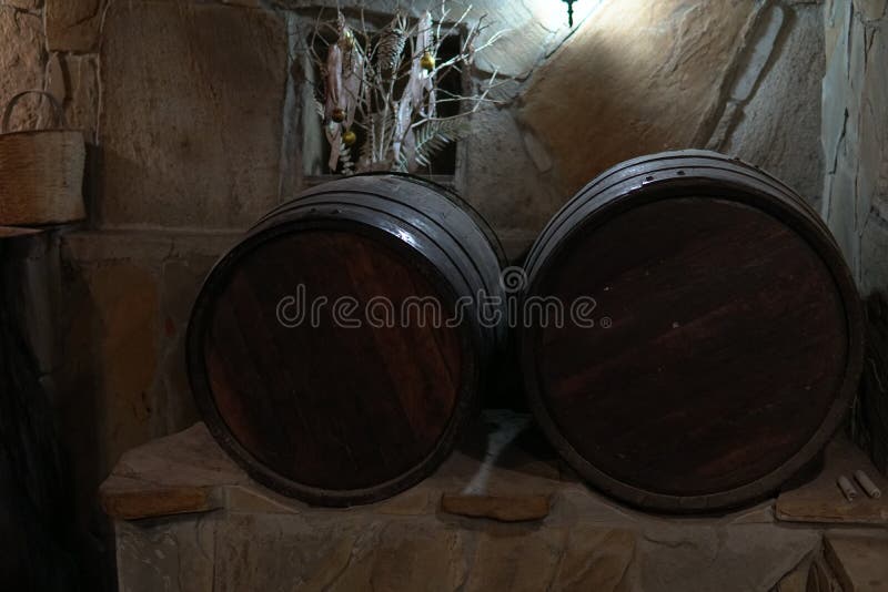Vintage Wine Cellar Cask Wine and Alcohol Stock Image - Image of ...