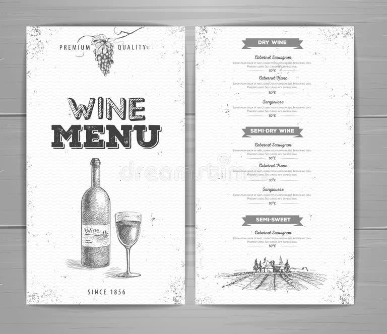 Vintage wine menu design. stock vector. Illustration of document - 73452040