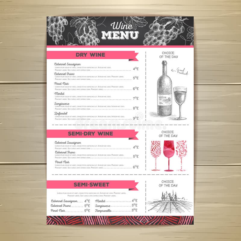 Vintage Wine Menu Design. Document Template Stock Vector - Illustration ...