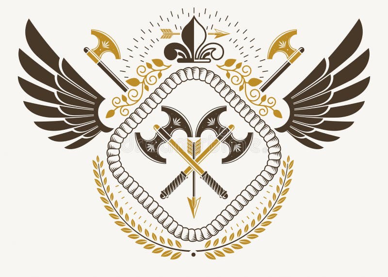 Vintage Winged Emblem Created in Vector Heraldic Design and Comp Stock ...