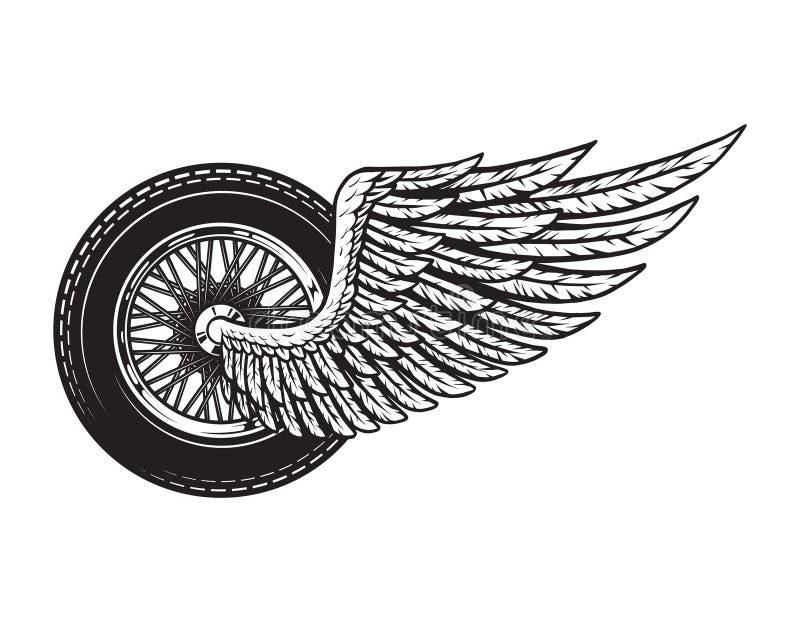 Vintage Winged Motorcycle Wheel Concept Stock Vector - Illustration of ...