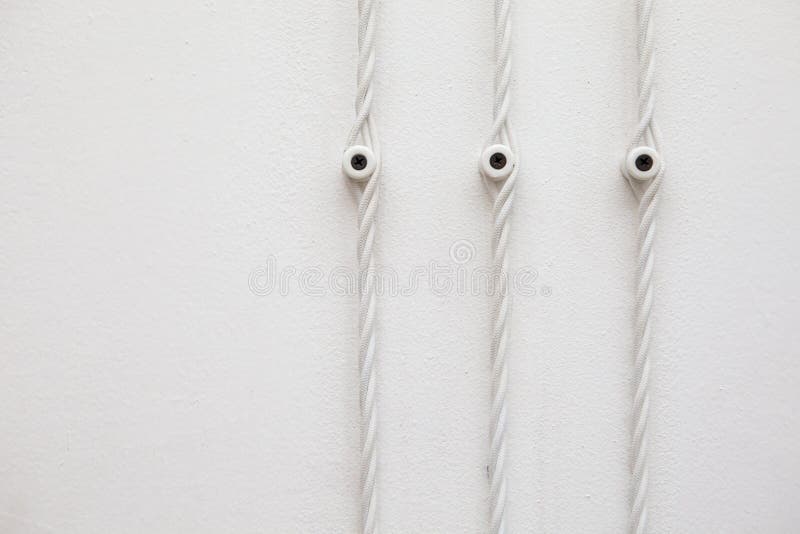 Vintage Wiring on White Wall, Electric Wire Stock Photo - Image of ...