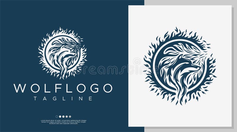 Vintage Wolf Logo Design Template. Fire Wolf Logo Design. Stock Vector ...