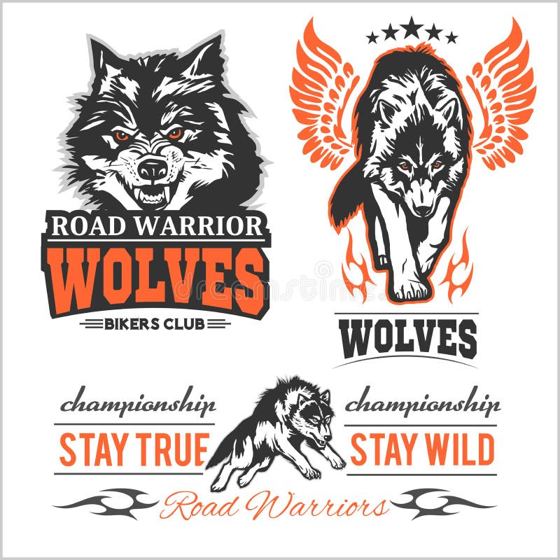 Motorcycle, Wolves Logo, Emblem, Symbol, Sticker Stock Vector ...