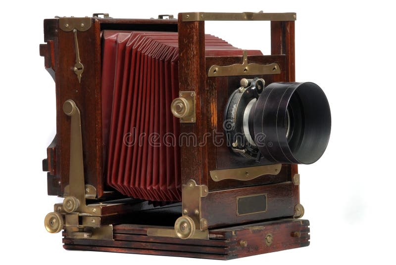 Vintage Wood Frame Photo Camera Stock Photo - Image of circle ...
