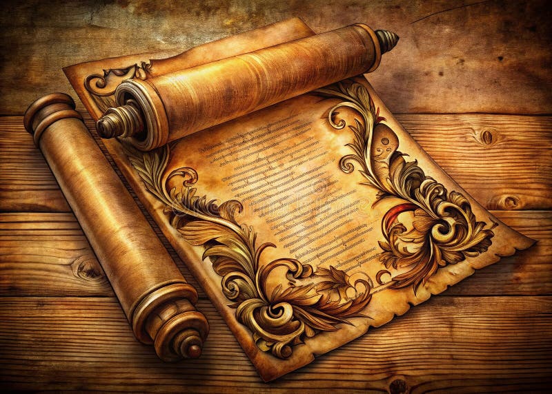 Vintage Woodcut Scroll Border Design Element RightSide Copy Space for ...