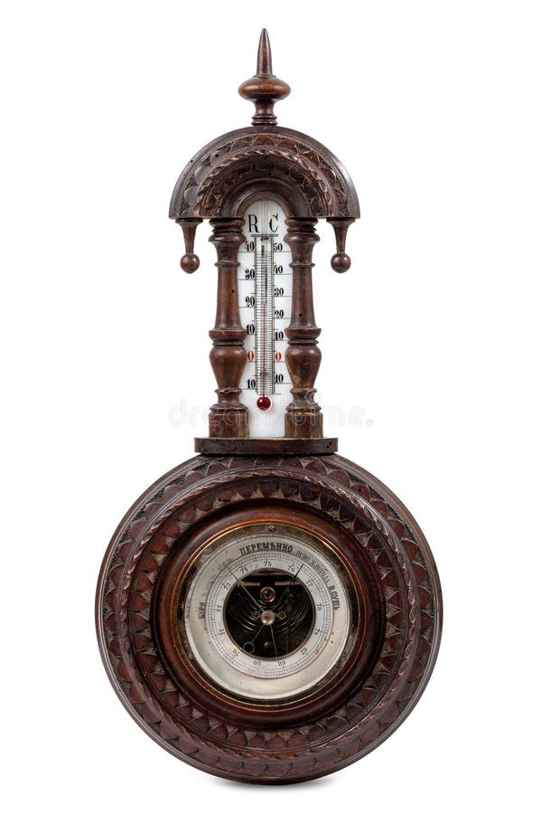 The Vintage Wooden Barometer Stock Photo - Image of liquid, heat: 46674266