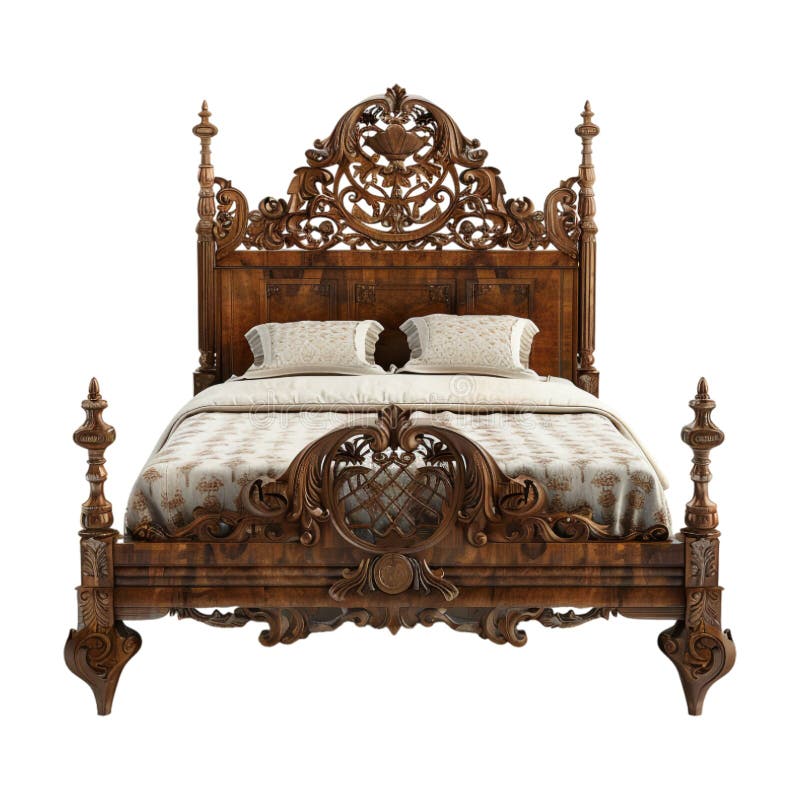 Vintage Wooden Bed on Transparent Background - Ai Generated Stock ...