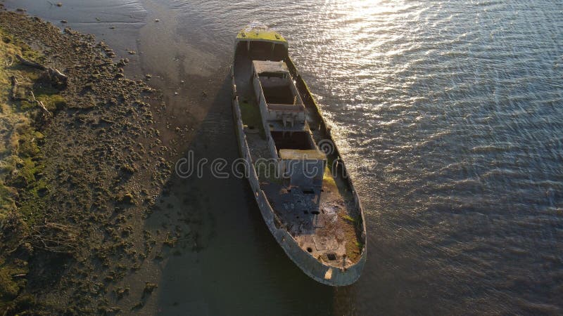 Vintage Wooden Boat Floating in the Tranquil Water Stock Photo - Image ...