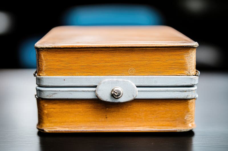 Vintage Wooden Box with Metal Latch on Black Surface Stock Image ...