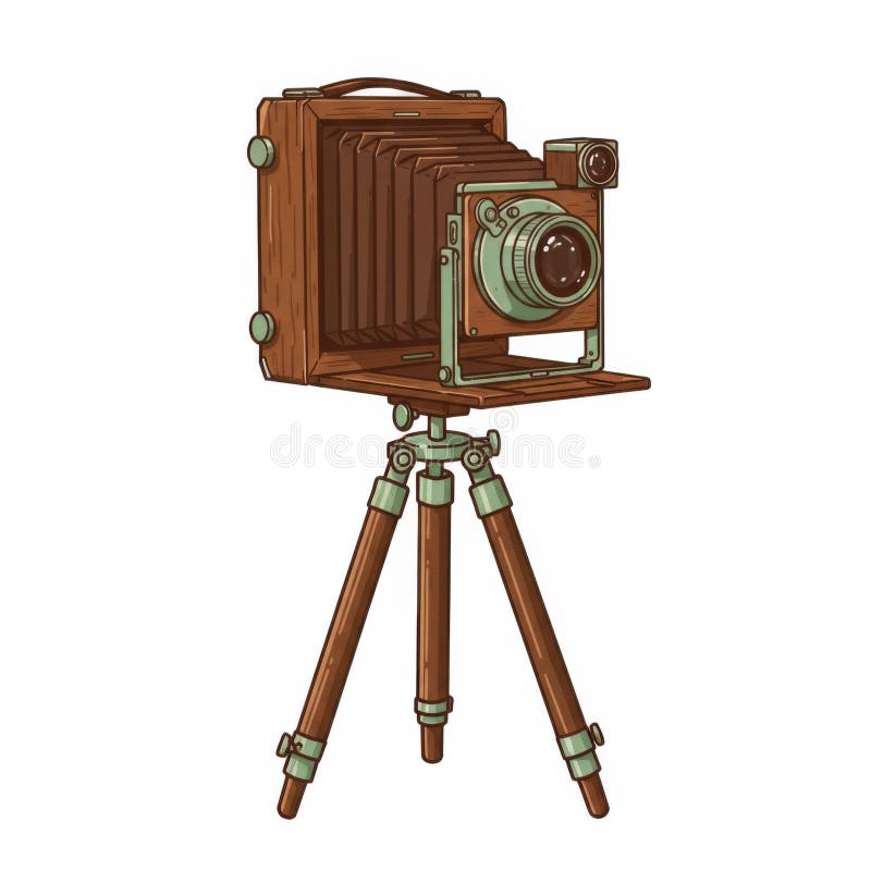 Vintage Wooden Camera on Tripod Pixel Art Stock Illustration ...