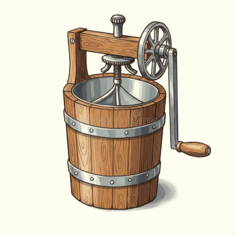 Cranked Ice Cream Maker Stock Illustrations – 5 Cranked Ice Cream Maker ...