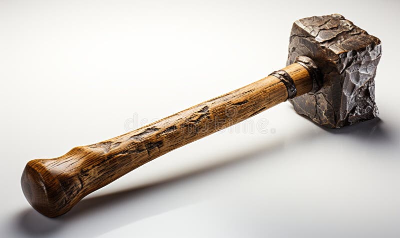 Vintage Wooden-Handled Hammer on White Background Stock Photo - Image ...